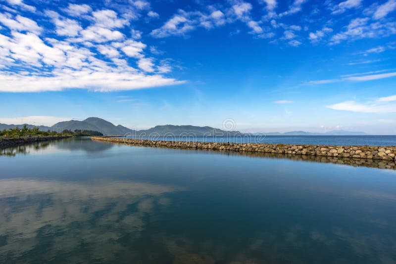 Beautiful Landscape, Blue Sky Reflection on Sea Stock Image - Image of ...