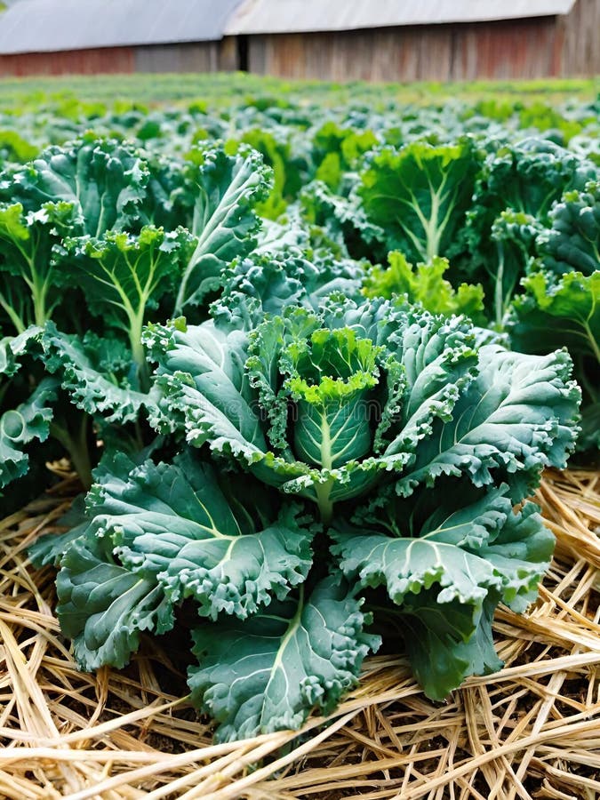 Beautiful Landscape with a Cabbage in the Garden Stock Illustration ...