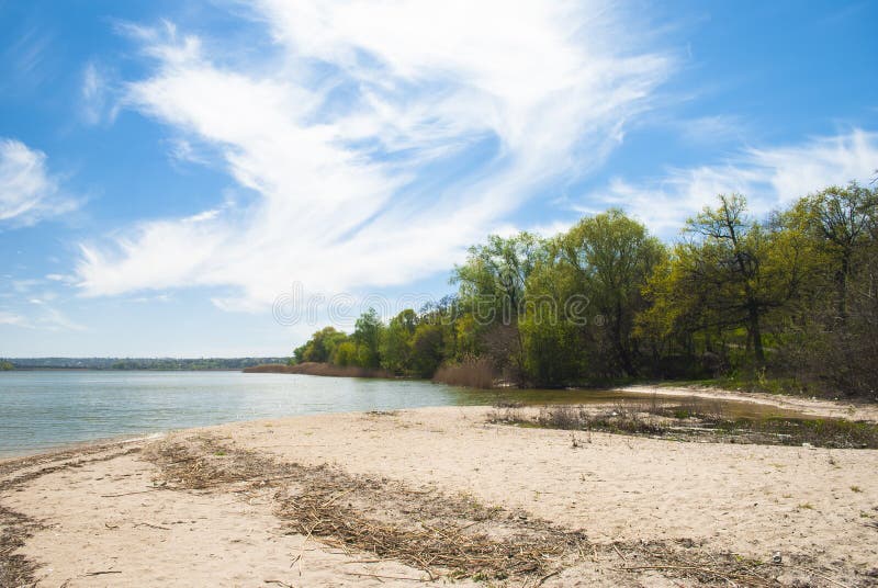 Beautiful Landscape. Calm River, Sandy Beaches Stock Image - Image of ...