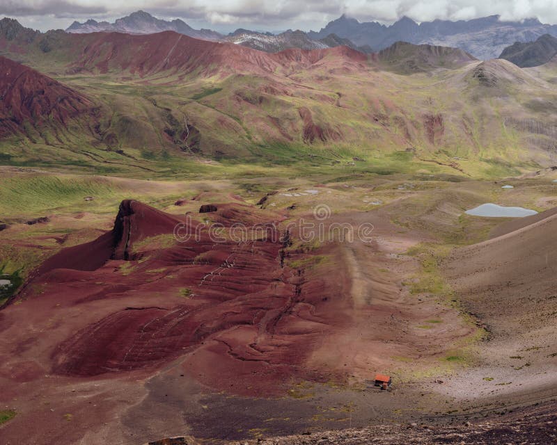 Beautiful Landscape of a Deep Valley Surrounded by Red Mountains Stock ...