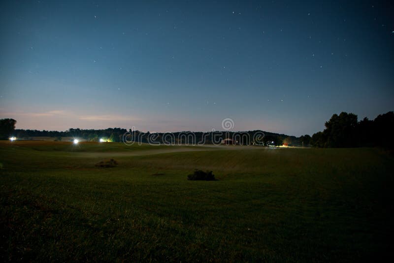 Beautiful Landscape of a Field on a Starry Night Stock Photo - Image of ...