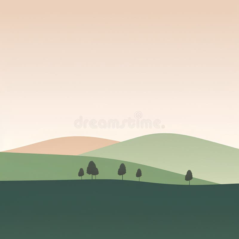 Beautiful Landscape with Hills and Trees. EPS10 Vector Illustration ...
