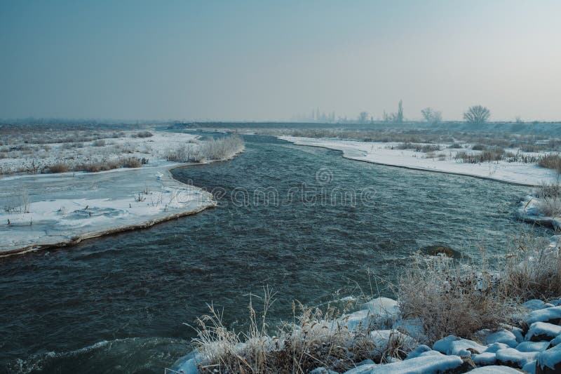 Iced River Bridge on the Polar Circle Stock Photo - Image of travel ...