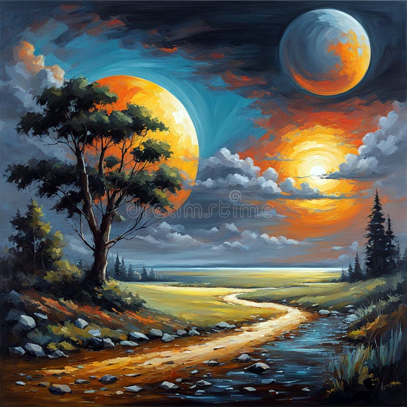 Beautiful Landscape on an Imaginary Planet. Stock Image - Image of ...