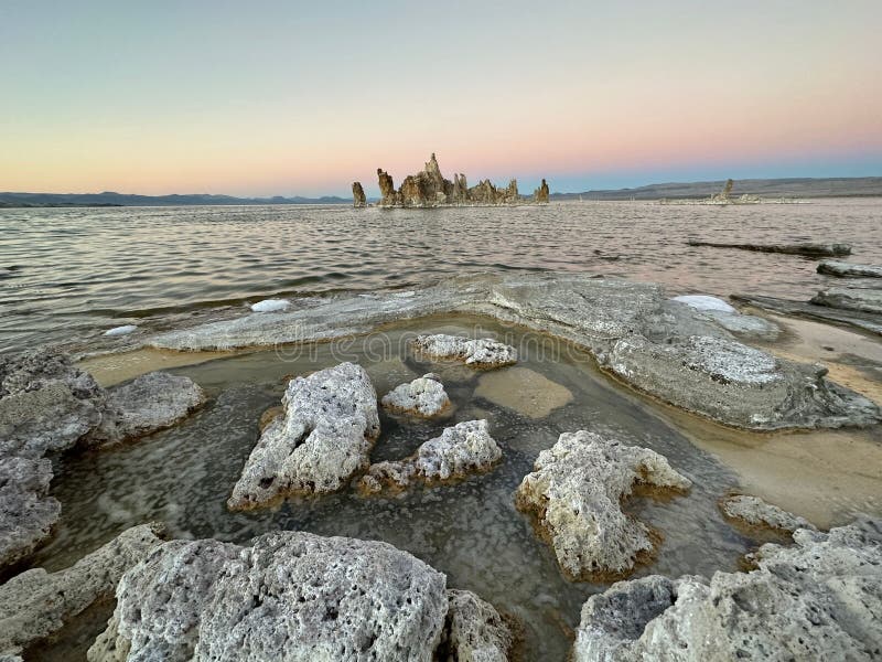 Beautiful Landscape of Lake Mono on the Sunset Stock Image - Image of ...