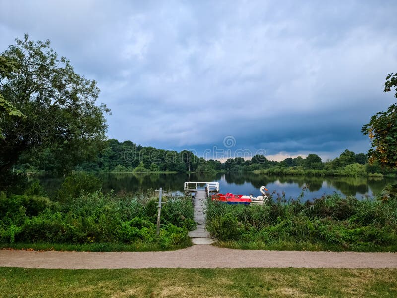 Beautiful Landscape at a Lake with a Reflective Water Surface Stock ...