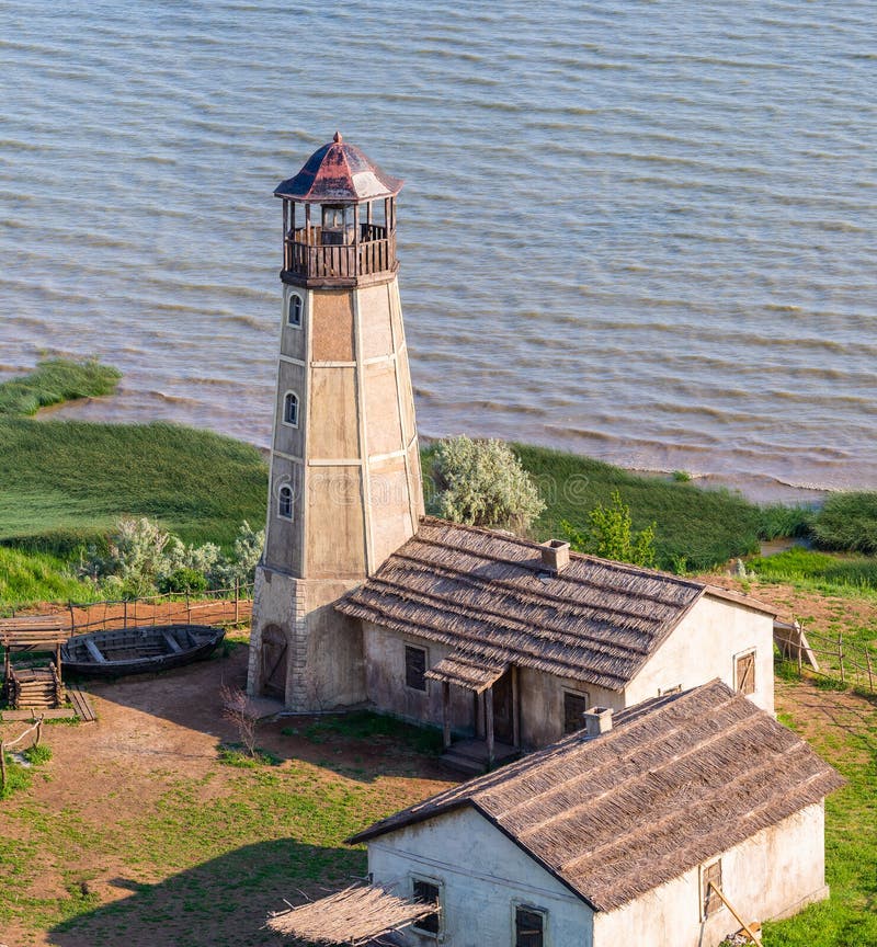 Beautiful Landscape with Lighthouse Near Sea Stock Photo - Image of ...