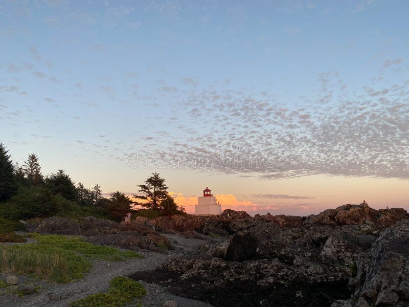 Beautiful Landscape with a Lighthouse at Sunset Stock Image - Image of ...
