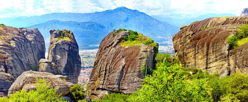 Beautiful Landscape of Meteora Rocks at Sunrise, Greece Stock Image ...