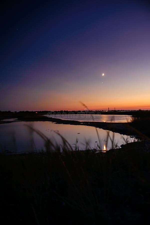 Beautiful Landscape of Moon Over the Sea Stock Image - Image of design ...