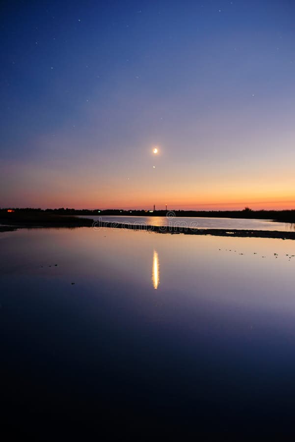Beautiful Landscape of Moon Over the Sea Stock Photo - Image of ...