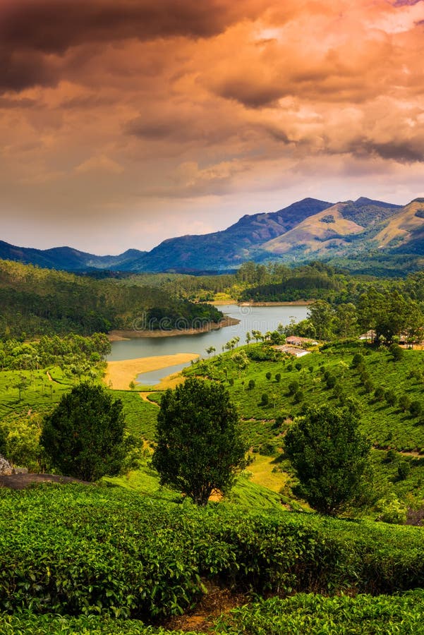 Beautiful Landscape the Mountain and the River in India Kerala Stock ...