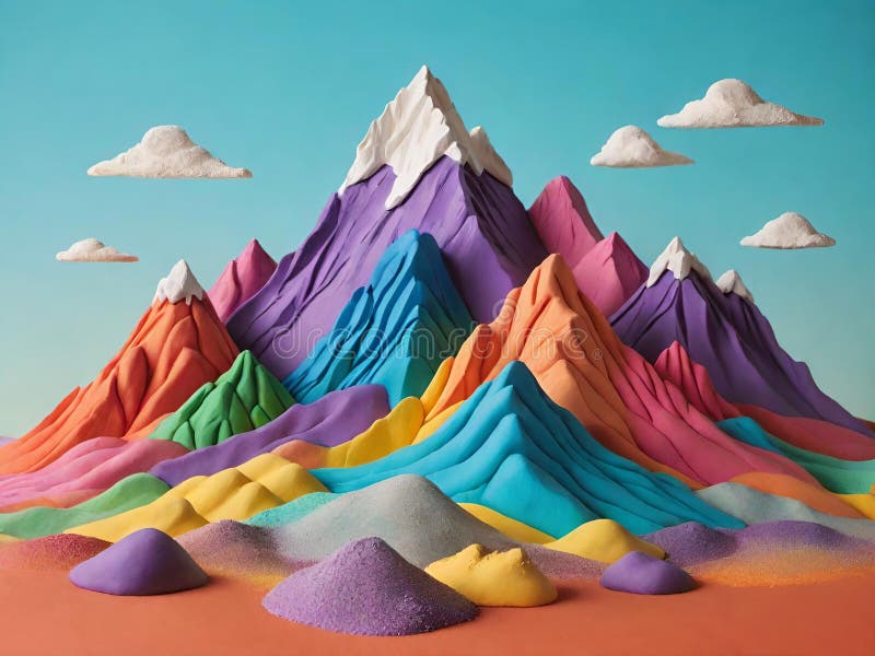 Beautiful Landscape with Mountains Made Form Clay Stock Illustration ...