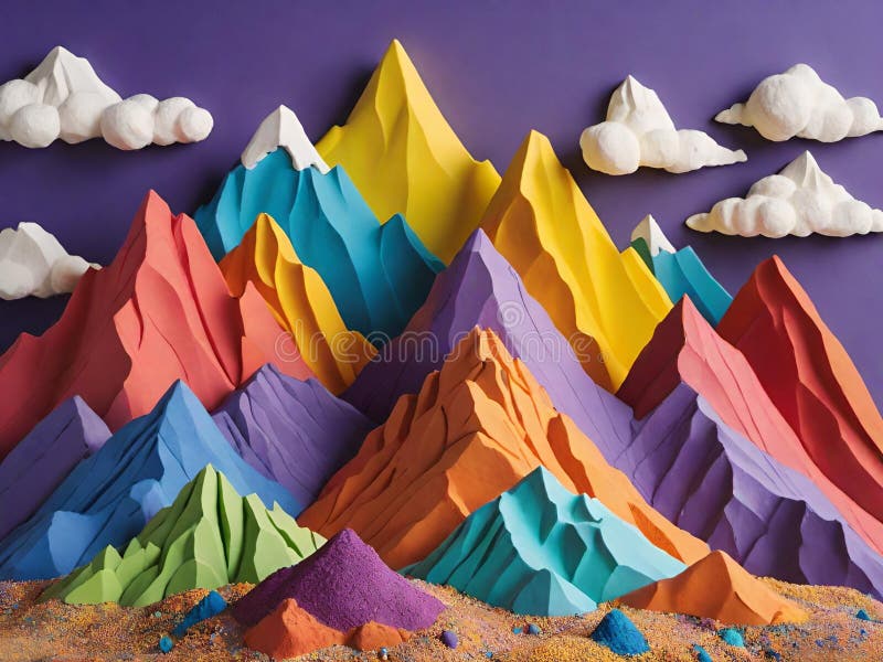 Beautiful Landscape with Mountains Made Form Clay Stock Illustration ...