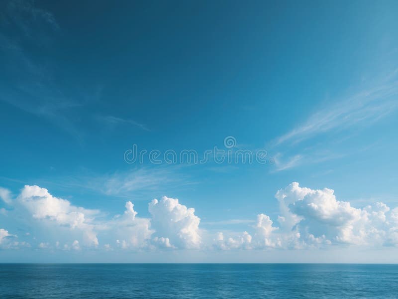 Beautiful Landscape Ocean Sky Deep Blue Few White a Serene. Stock Image ...