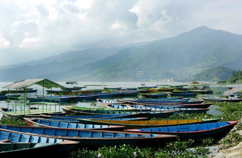 Beautiful Landscape of Phewa Lake Stock Photo - Image of boat, scene ...