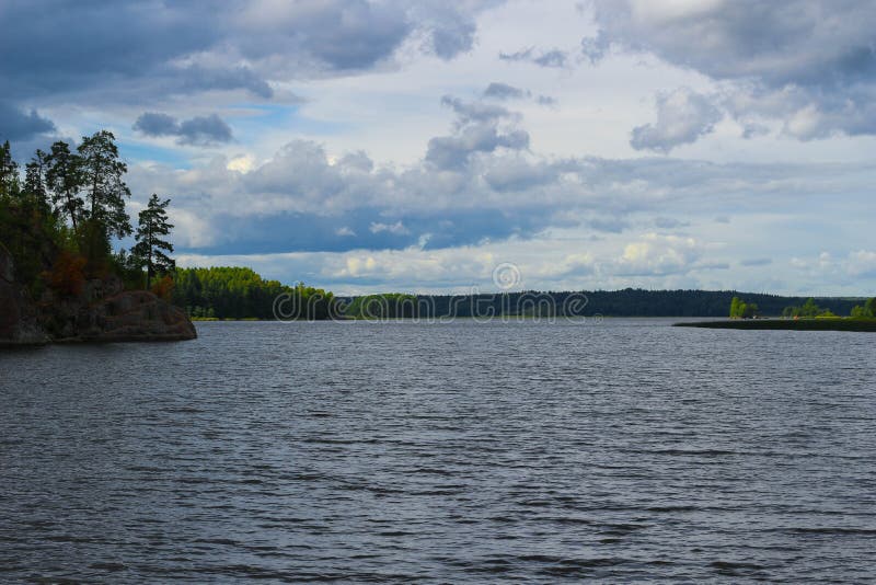 Beautiful Landscape with Reflection on River Sky and Clouds Stock Image ...