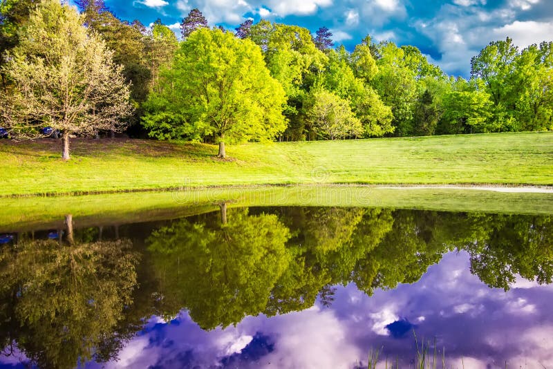 Landscape with Reflections in Water Stock Photo - Image of lake ...