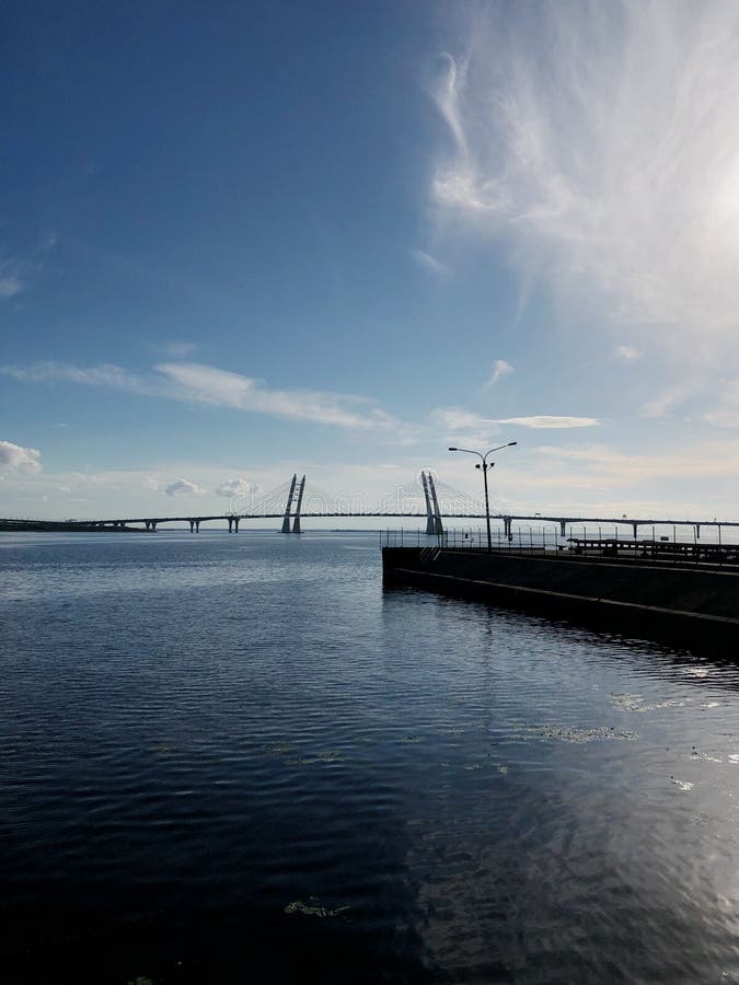 Beautiful Landscape River and Bridge in Russia Stock Image - Image of ...
