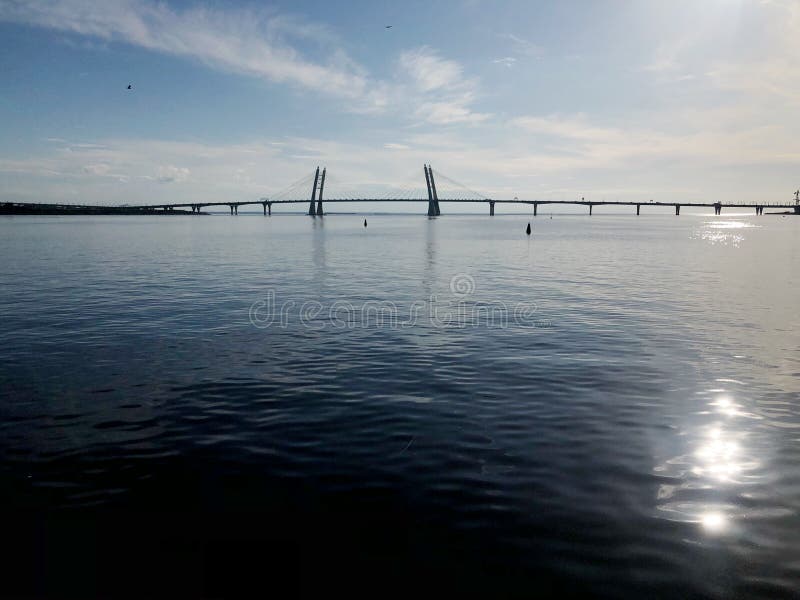 Beautiful Landscape River and Bridge in Russia Stock Photo - Image of ...