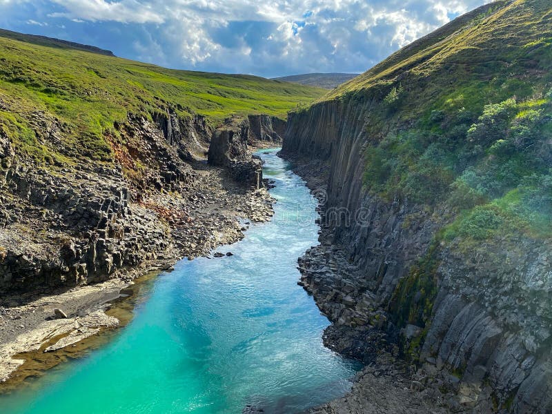Beautiful Landscape of a River between Cliffs in Iceland Stock Image ...