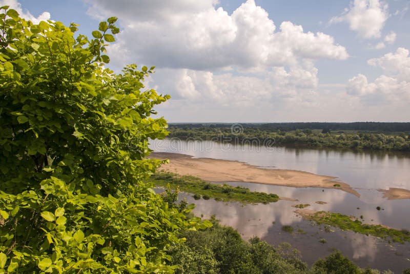 Beautiful Landscape with River, Green Plants and Sky Stock Image ...