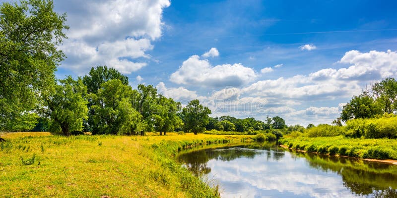 Beautiful Landscape with River Stock Image - Image of grass, sunny ...
