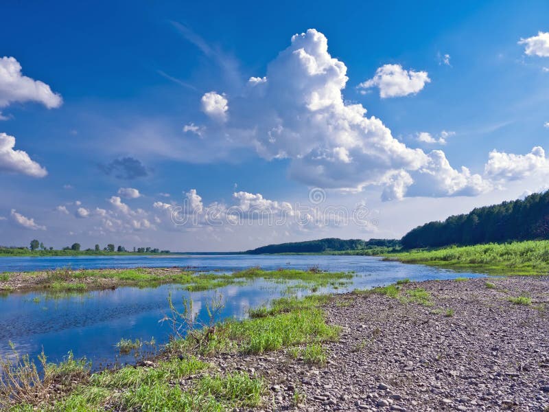 Beautiful Landscape with a River on a Sunny Day Stock Image - Image of ...