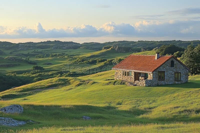 Beautiful Landscape Samso Denmark Its Rolling Hills Green Fields Stock ...