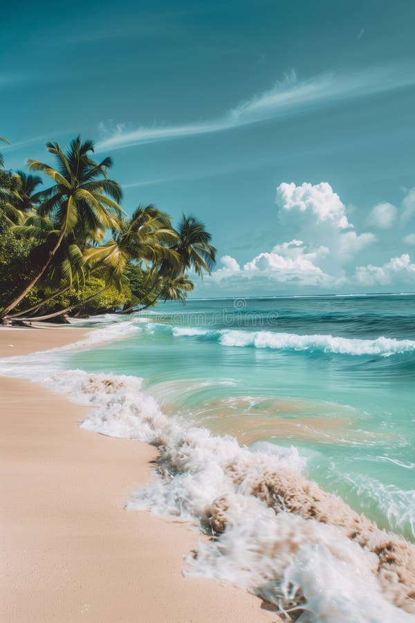 Beautiful Landscape of the Sandy Beach and Crystal Clear Blue Ocean ...