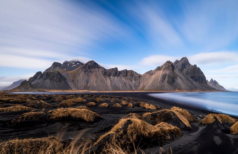 Beautiful Landscape Scene of the Stokksnes Beach Surrounded by Cliffs ...
