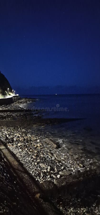 Beautiful Landscape of the Shore at Night Stock Photo - Image of ...