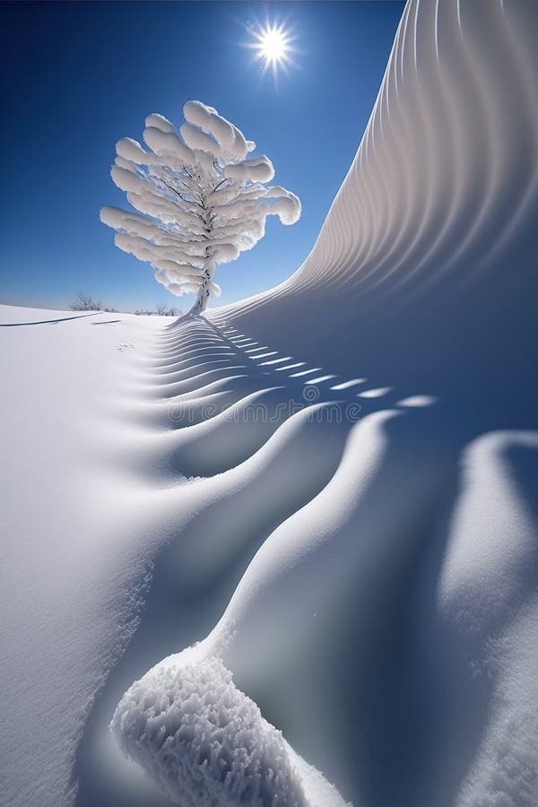 Beautiful Landscape with Snow and Tree. Generative AI Stock ...