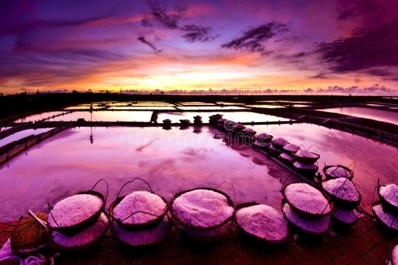 Beautiful Landscape of a Summer with a Salt Farm Stock Photo - Image of ...