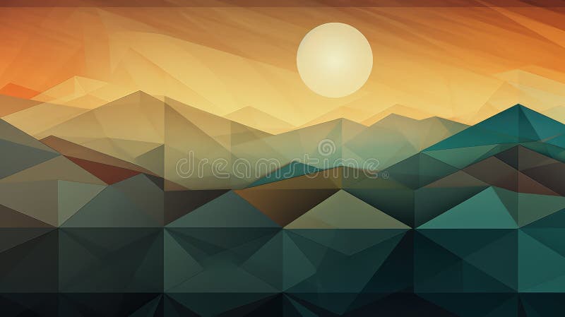 Beautiful Landscape Sunset Over the Mountains, Skyline Colorful Poster ...