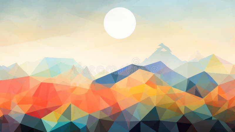Beautiful Landscape Sunset Over the Mountains, Skyline Colorful Poster ...