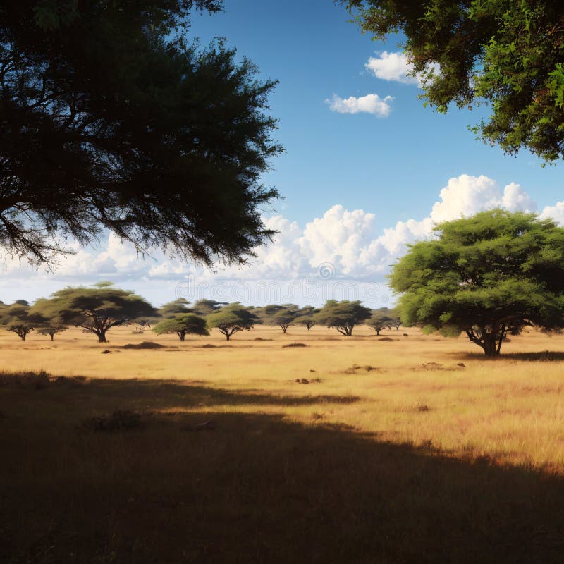 A Beautiful Landscape with a Tree in Africa. Stock Illustration ...