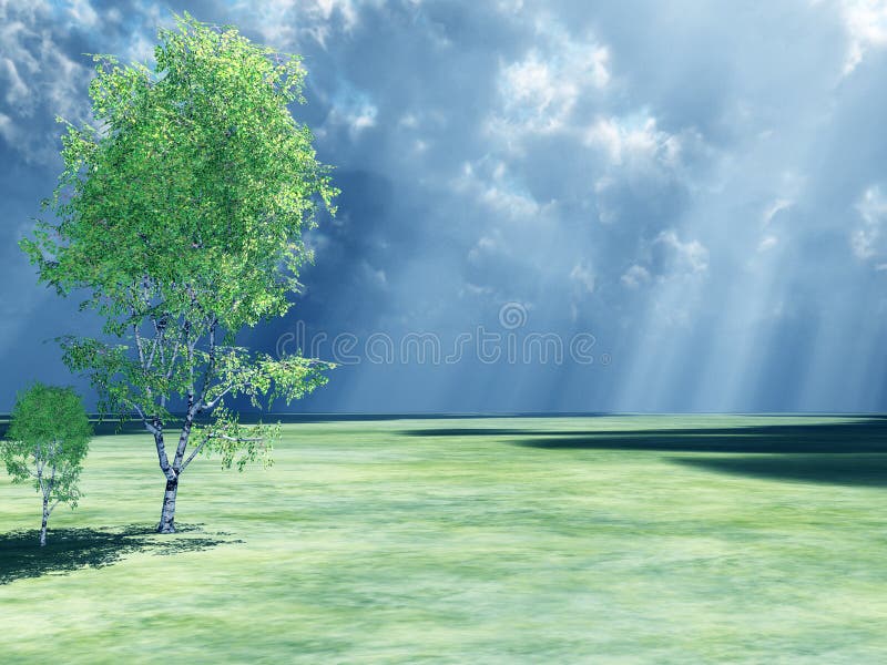 Beautiful Landscape with Trees Stock Illustration - Illustration of ...