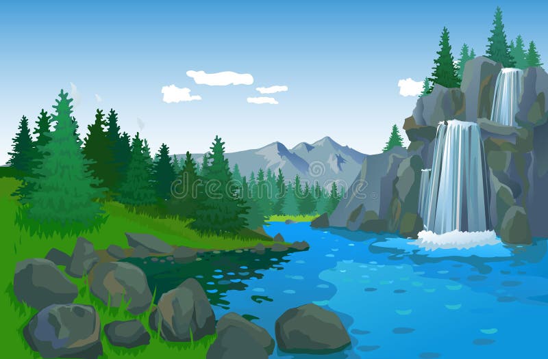 Waterfall Stock Illustrations – 208,470 Waterfall Stock Illustrations ...