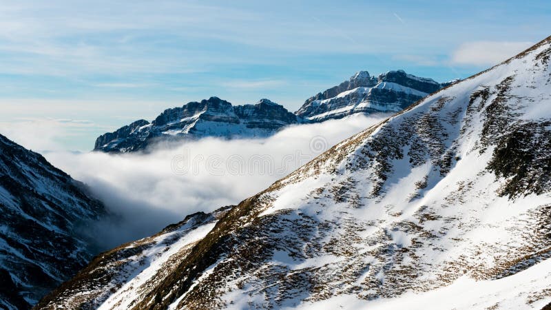 Beautiful Landscape of Winter Snowy Mountains in the Pyrenees Stock ...