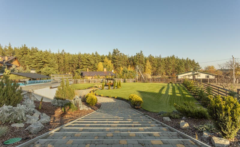 Landscaping on a Personal Plot Stock Photo - Image of landscape, plant ...