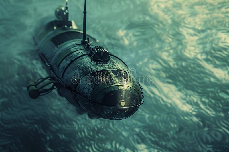 Beautiful Large Bathyscaphe Floating in Middle of Deep Ocean during ...