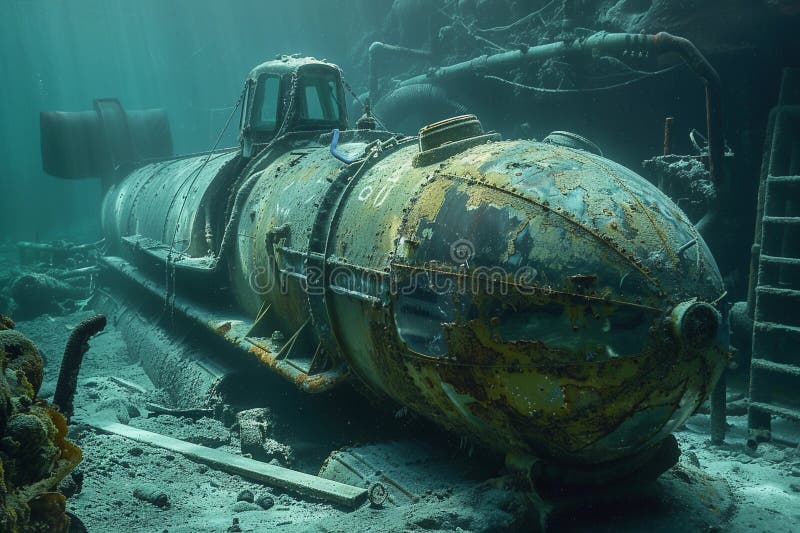 Beautiful Large Bathyscaphe Floating in Middle of Ocean during ...