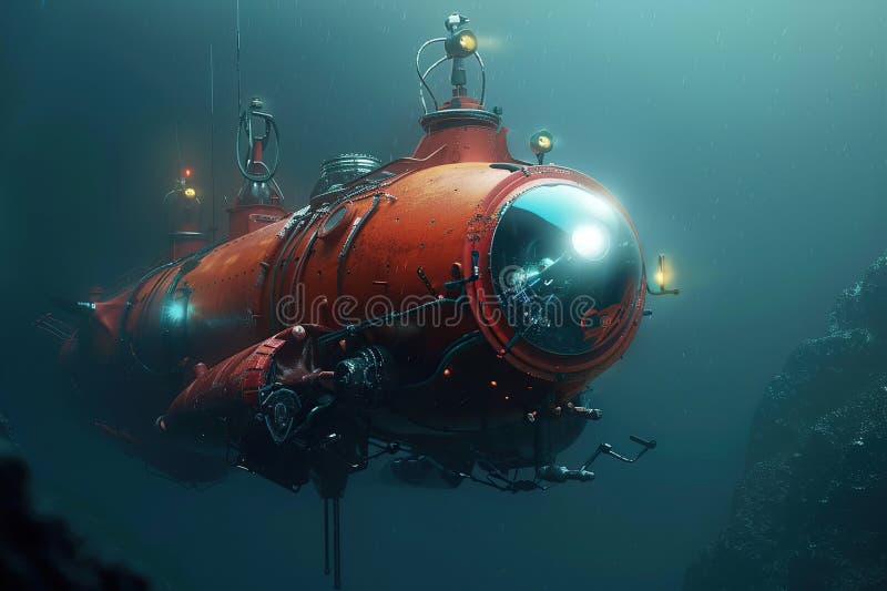 Beautiful Large Bathyscaphe Floating in Middle of Ocean during ...