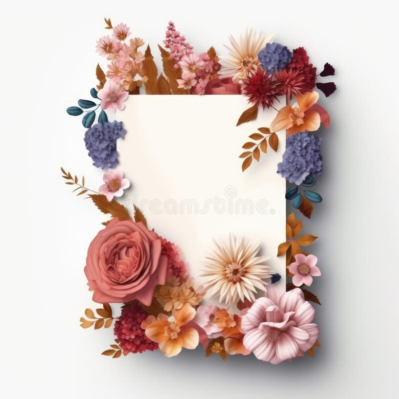 Beautiful Large Flat Rectangle Paper Surrounded by Flowers,white ...