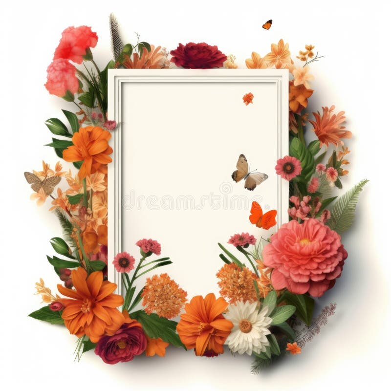 Beautiful Large Flat Rectangle Paper Surrounded by Flowers,white ...
