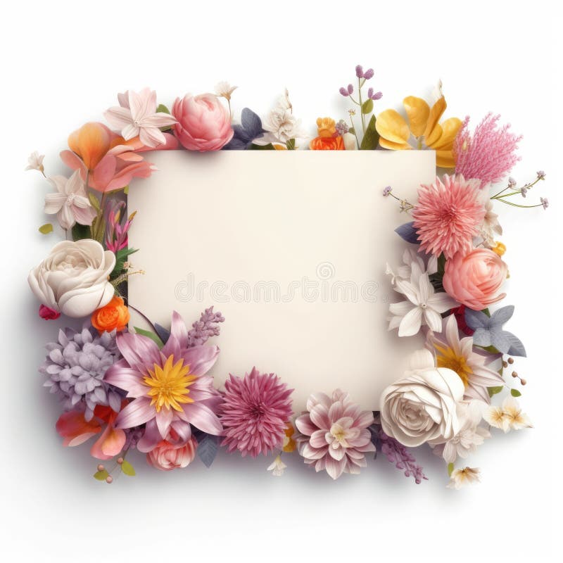 Beautiful Large Flat Rectangle Paper Surrounded by Flowers,white ...