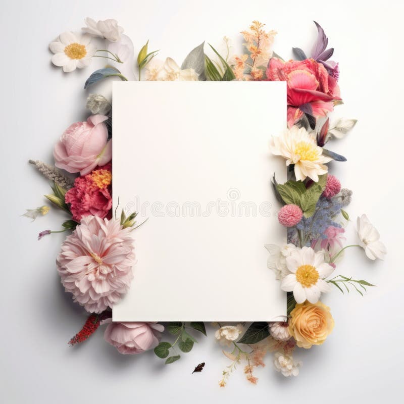 Beautiful Large Flat Rectangle Paper Surrounded by Flowers,white ...