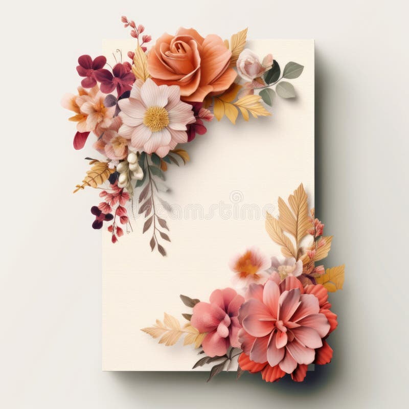 Beautiful Large Flat Rectangle Paper Surrounded by Flowers,white ...