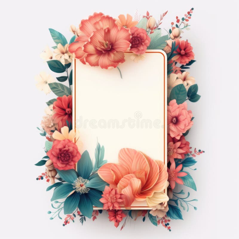 Beautiful Large Flat Rectangle Paper Surrounded by Flowers,white ...